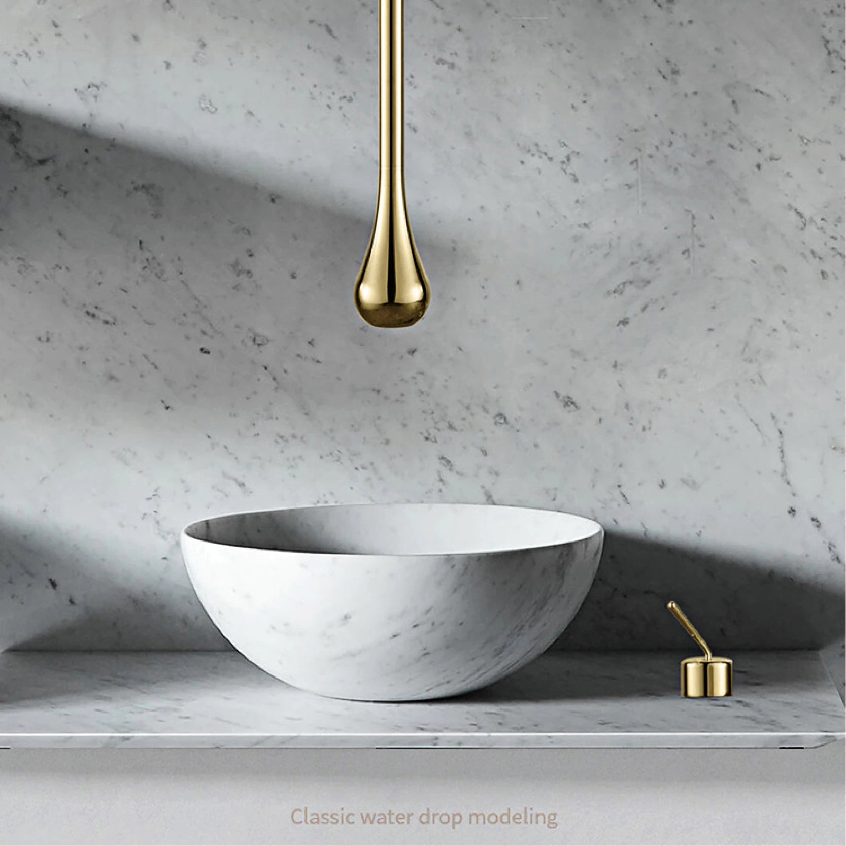 Water Drop Hang Ceiling Faucet Bathroom Basin Bathtub Tap Solid Brass ...